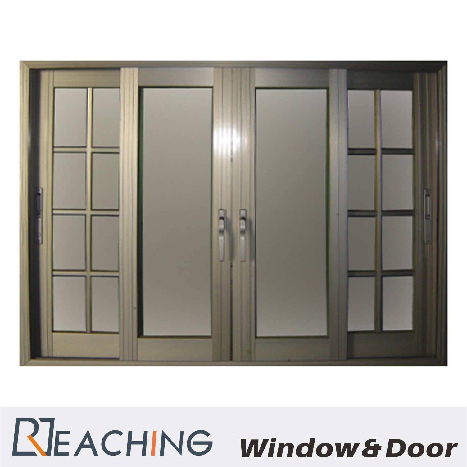 Golden Color Aluminium Window with Security Grid and Anti Fly Mesh ...